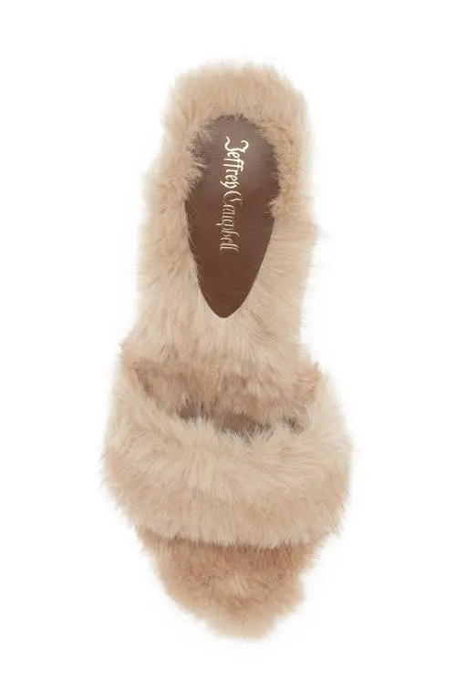 Jeffrey Campbell Big Mama Faux Fur Stiletto Heel Sandals In Oyster